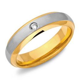 UNIQUE Edelstahl Ring vergoldet 5mm Zirkonia