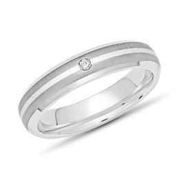 UNIQUE Moderner Ring Titan Einlage Silber 4mm & Diamant