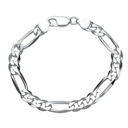 UNIQUE 925 Silberarmband: Figaroarmband Silber 8mm