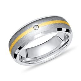 UNIQUE Moderner Ring Titan mit Einlage Gold & Diamant