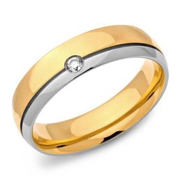 UNIQUE Vergoldeter Ring Edelstahl 6mm Zirkonia