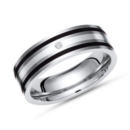 UNIQUE Exklusiver Ring Titan Einlage Silber & Diamant