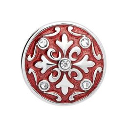 UNIQUE Button rote Emaille Blüte Zirkonia