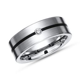 UNIQUE Exklusiver Ring Titan Diamant schwarze Linie 7mm