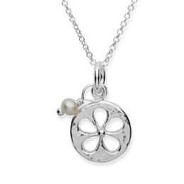 UNIQUE Silberkette 925 mit Blumenanhänger und Perle