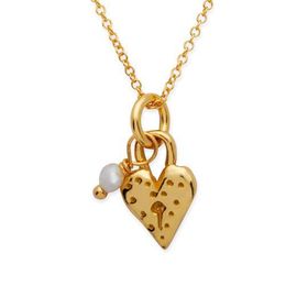 UNIQUE Silberkette 925 vergoldet Herzanhänger Perle