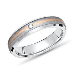 UNIQUE Exklusiver Ring Titan Einlage Gold 4mm & Diamant