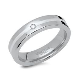 UNIQUE Ring Edelstahl mit Silbereinlage 5mm breit