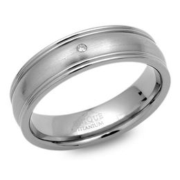 UNIQUE Moderner Ring Titan polierte Kanten & Diamant