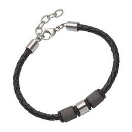 UNIQUE Armband aus schwarzem Leder mit Zierelementen