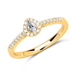 Brilladia 585er Gold Halo Ring Tropfen Diamanten