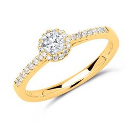 Brilladia 585er Gold Halo-Ring mit Diamanten