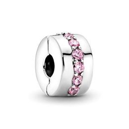 Pandora Clip Charm 925er Silber rosa Zirkonia