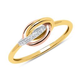 UNIQUE Ring aus 585er Gold tricolor mit Brillanten