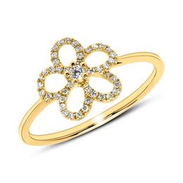 UNIQUE 14K Goldring Blüte mit Diamanten