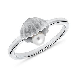 UNIQUE Ring Muschel mit Perle aus 925er Silber