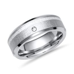 UNIQUE Exklusiver Ring Titan Einlage Silber & Brillant
