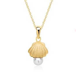 UNIQUE Kette Muschel mit Perle aus Sterlingsilber vergoldet