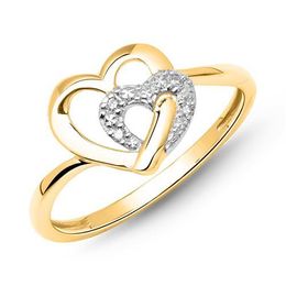 UNIQUE Herz-Ring 585er Gelbgold 4 Diamanten 0,0208 ct.