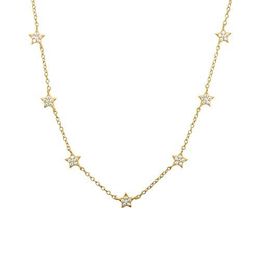 UNIQUE Halskette Sterne 925er Silber vergoldet mit Zirkonia