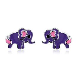 UNIQUE Kinderohrstecker lila Elefant aus 925er Silber