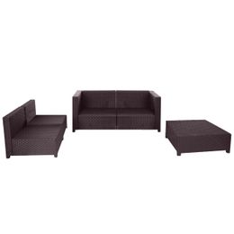 Mendler Poly-Rattan-Garnitur Tapa, Gartengarnitur Sitzgruppe Lounge-Set Sessel Sofa, Alu braun