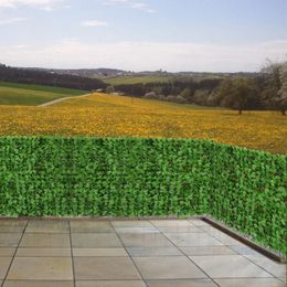Balkonsichtschutz N77, Sichtschutz Windschutz Verkleidung für Balkon Terrasse Zaun ~ 300x100cm Blatt hell