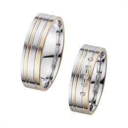 UNIQUE Eheringe Gelb- und Weißgold mit Brillanten Breite 6 mm