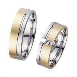 UNIQUE Eheringe Gelb- und Weißgold mit Diamant Breite 6 mm