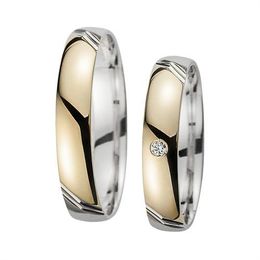 UNIQUE Eheringe Gelb- und Weißgold mit Diamanten Breite 4 mm