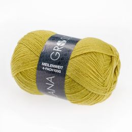 Sockenwolle Meilenweit 100 4-f&auml;dig von Lana Grossa, Senfgelb, aus Schurwolle