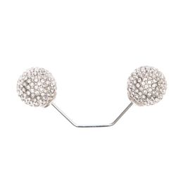 Zwei-Perlen-Pins, Strass, ca. 6,5 cm