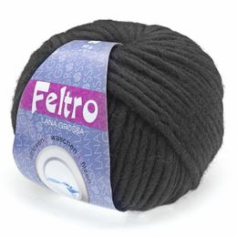 Feltro Uni - Filzwolle von Lana Grossa, Schwarz, aus Schurwolle