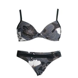Lascana Bikini Damen Gr&ouml;&szlig;e S grau / schwarz / wei&szlig;
