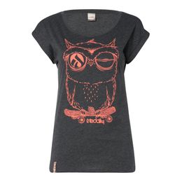 Iriedaily T-Shirt 'Skateowl 2' Damen Gr&ouml;&szlig;e XL anthrazit / melone