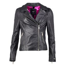 Maze Biker Lederjacke mit farbigem Innenfutter ' Pin ' Damen Gr&ouml;&szlig;e XXXL schwarz