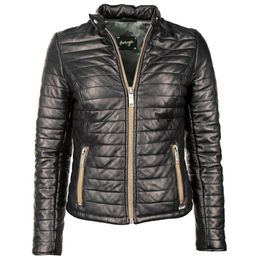 Maze Lederjacke mit Raffungen 'Sota' Damen Gr&ouml;&szlig;e M gold / schwarz