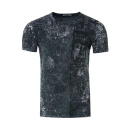 Rusty Neal T-Shirt mit modernem Front & Back Print Herren Größe L grau