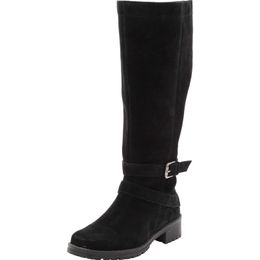 sheego Große Größen: Weitschaftstiefel aus Leder mit Schnallenbändern, schwarz, Gr.39