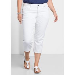 sheego Große Größen: Caprijeans mit Used-Effekten, white Denim, Gr.42