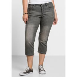 sheego Große Größen: Caprijeans mit Used-Effekten, grey Denim, Gr.46