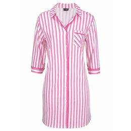 Große Größen: Vivance Dreams Nachthemd in klassischer Hemdform mit 3/4-Arm, pink, Gr.52/54