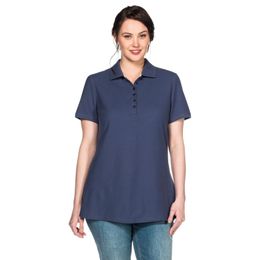 sheego Große Größen: Poloshirt mit kurzem Arm, in Piqué-Qualität, jeansblau, Gr.56/58