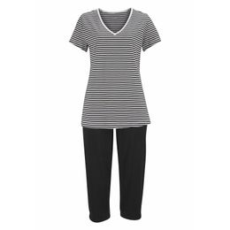 H.I.S EM LBG Große Größen: Capri-Pyjama, schwarz, Gr.44/46