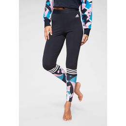 adidas Performance Große Größen: Leggings mit Alloverprint und Streifen, marine, Gr.L