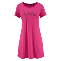 Vivance Dreams Große Größen: Sleepshirt, pink+schwarz, Gr.48/50