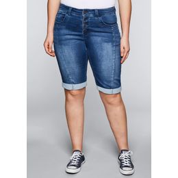 sheego Große Größen: Bermudas aus Sweat-Denim mit Teilungsnaht, blue Denim, Gr.42