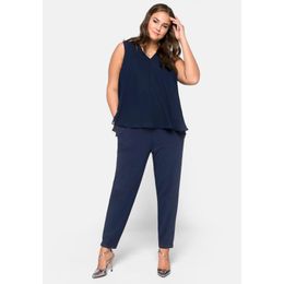 sheego Große Größen: Jumpsuit im Lagenlook mit Chiffon-Oberteil, marine, Gr.56