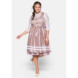 sheego Große Größen: Dirndl 3-teilig mit Schürze und Spitzenbluse, zartrosa, Gr.58