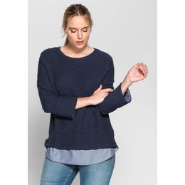 sheego Große Größen: Sweatshirt in 2-in-1-Optik, marine, Gr.56/58